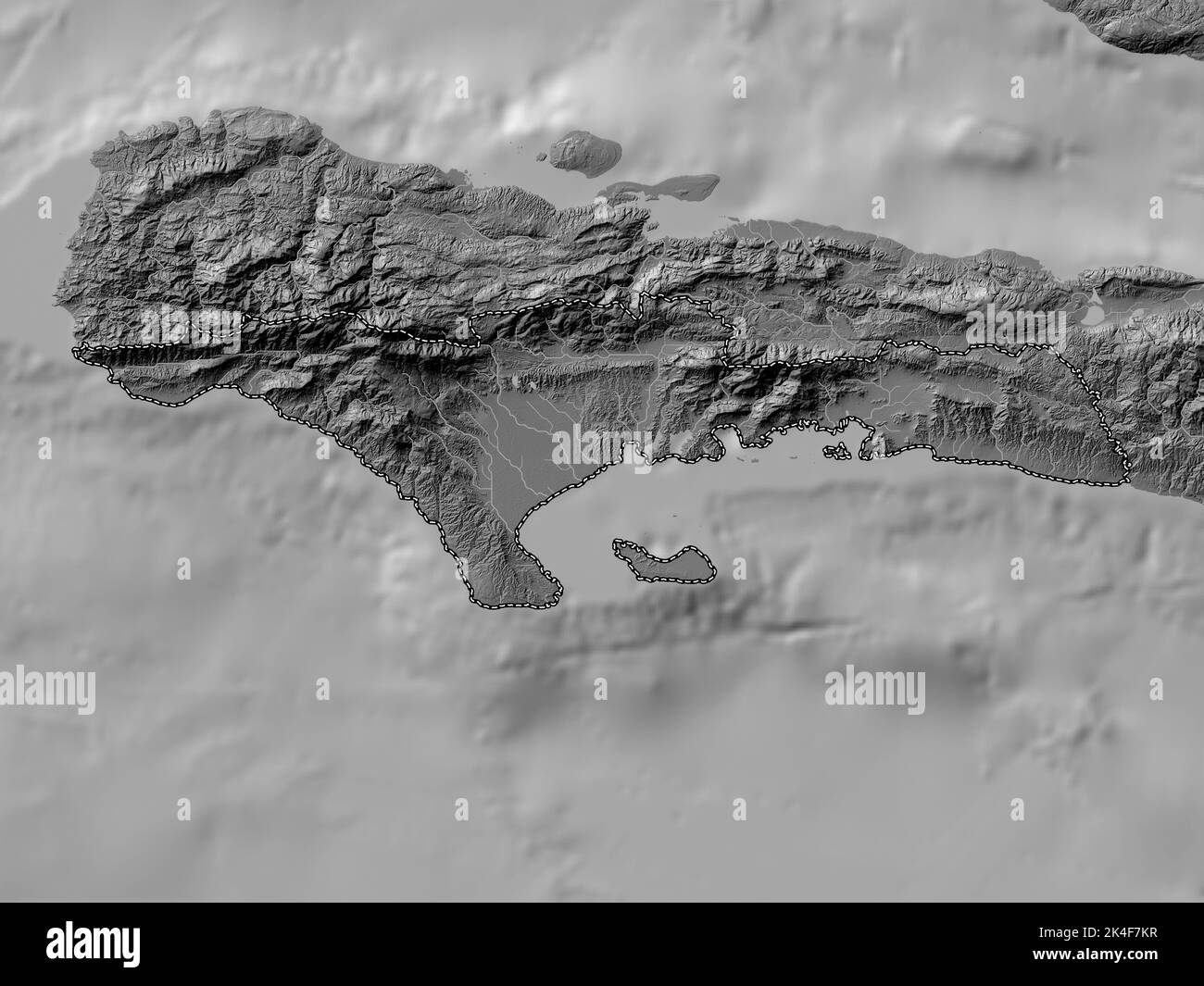 Sud, department of Haiti. Bilevel elevation map with lakes and rivers Stock Photo - Alamy