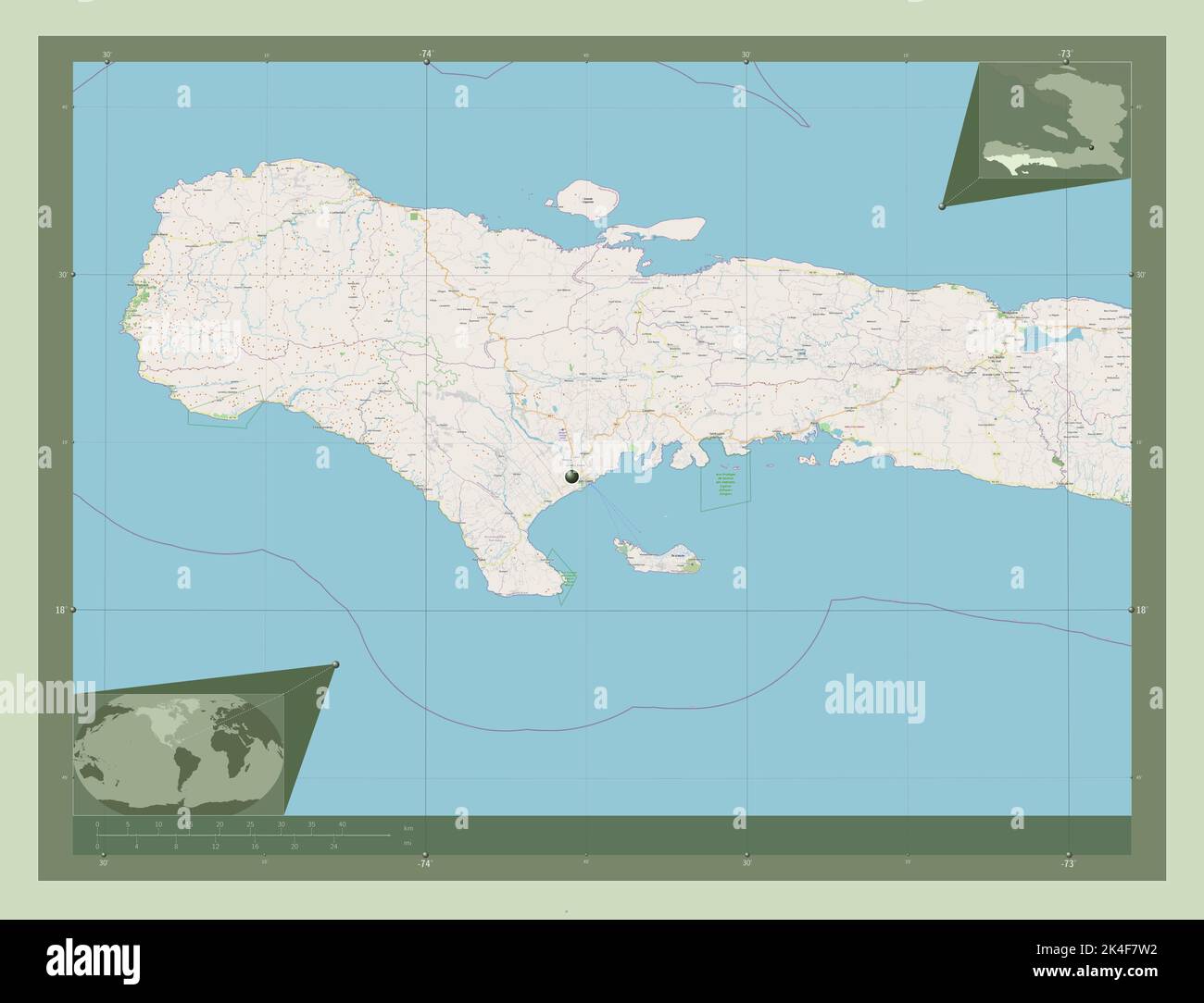 Sud, department of Haiti. Open Street Map. Corner auxiliary location ...