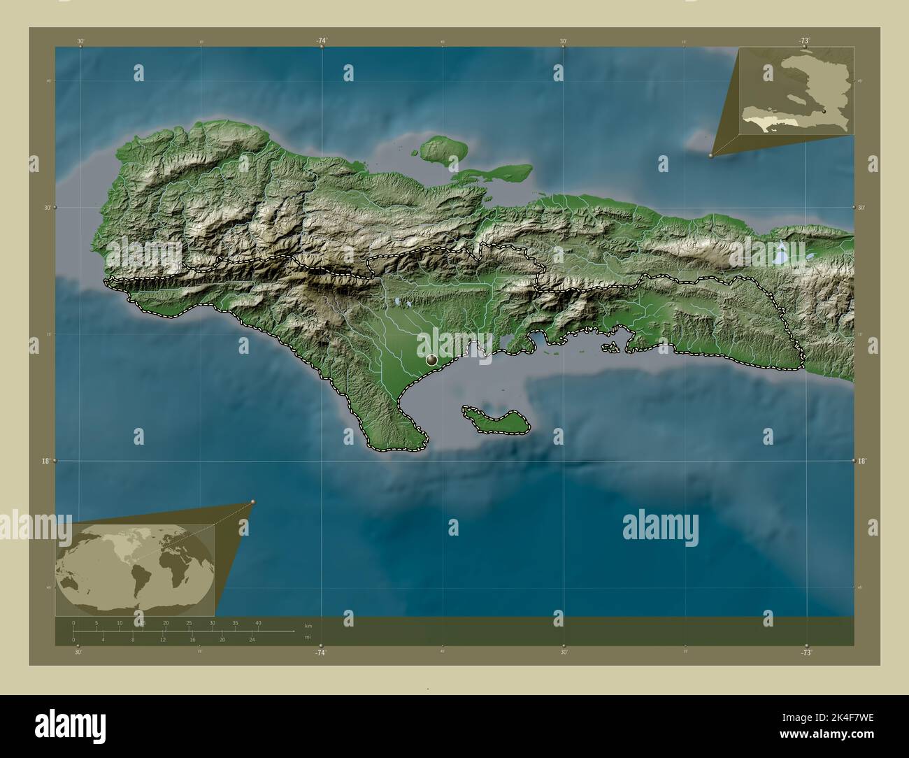 Sud, department of Haiti. Elevation map colored in wiki style with ...
