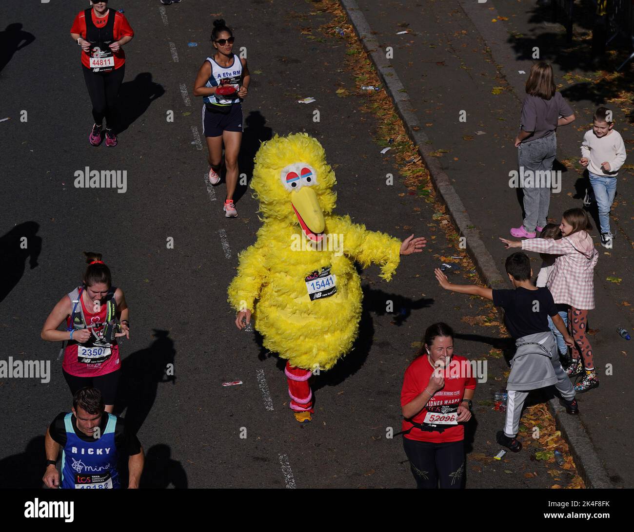 A runner dressed as Big Bird from Sesame Street during the TCS London ...