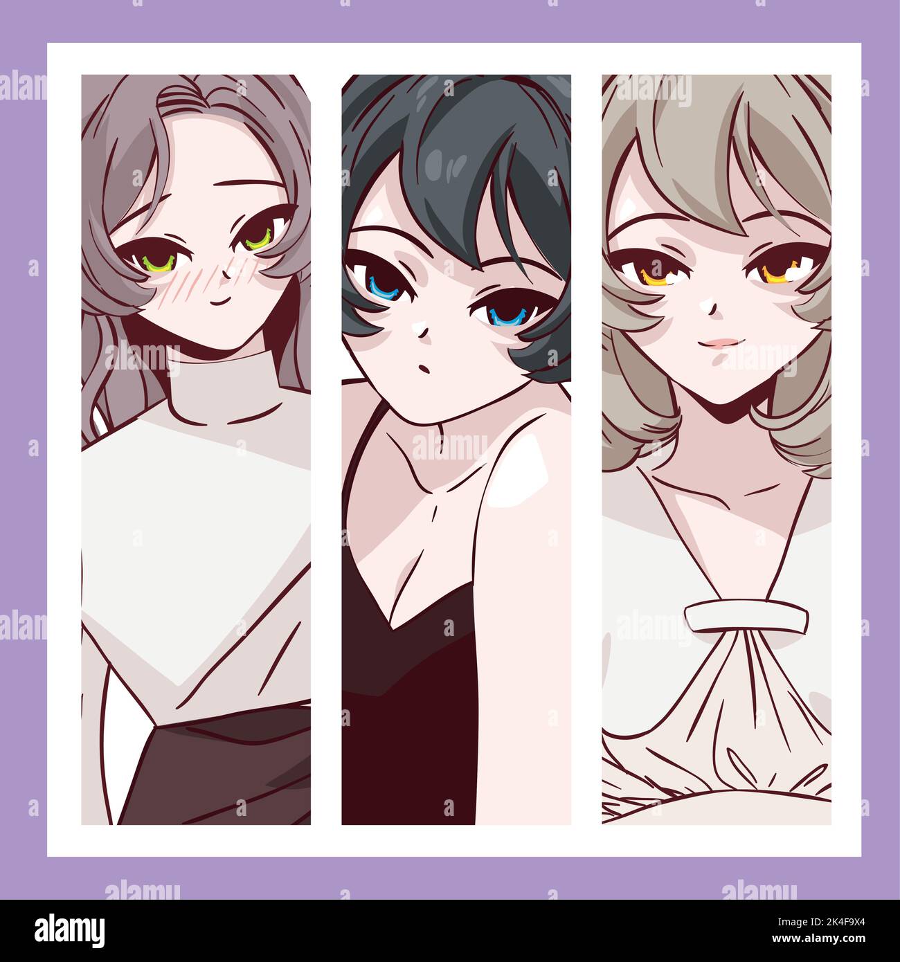 Set cute anime girl characters hi-res stock photography and images - Alamy