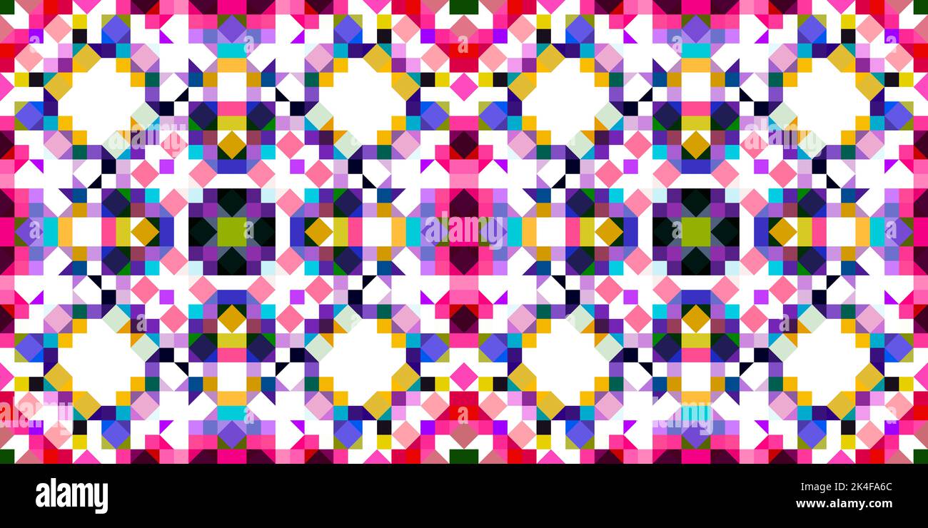 Retro geometric pixel pattern. Playful fun kaleidoscopic pink wallpaper ...