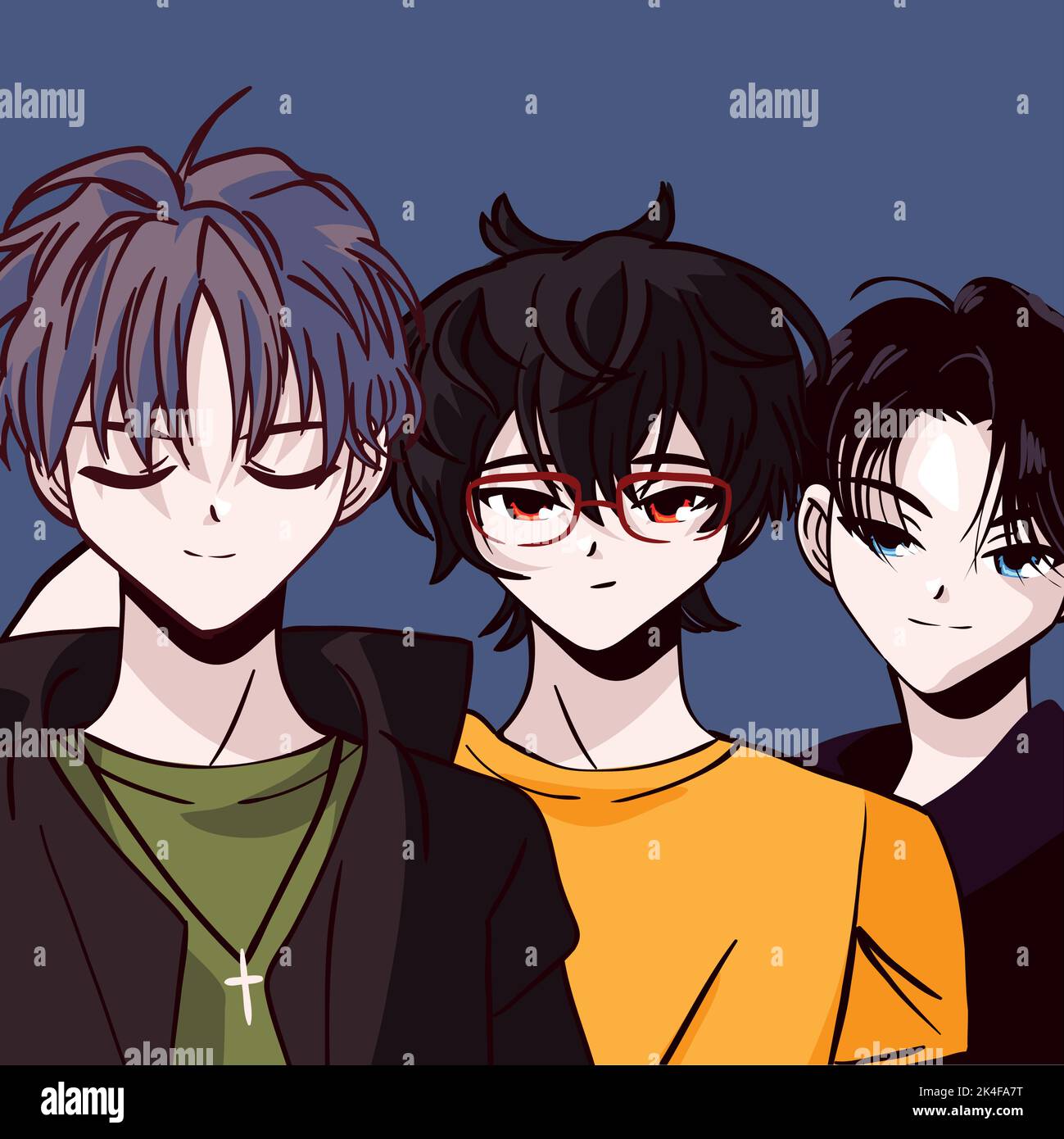 anime group male Stock Vector Image & Art - Alamy
