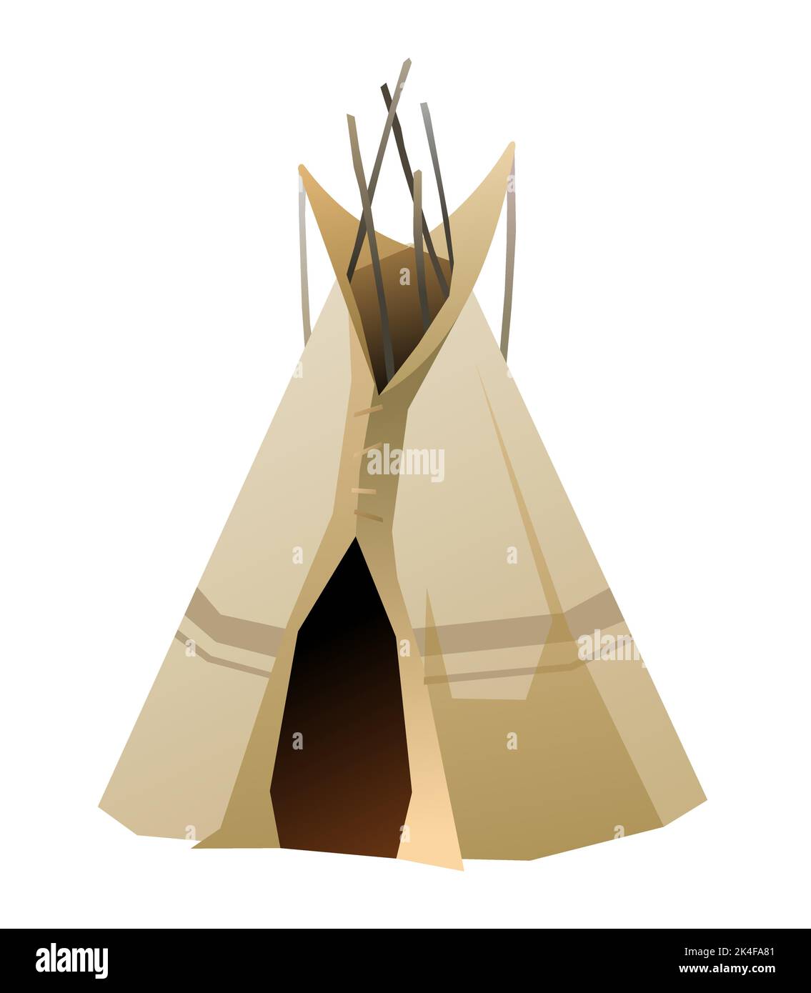 Indians wigwam hut made of felt and skins. North American tribal ...