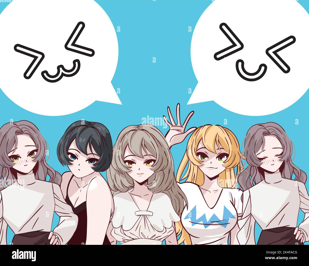 women group anime Stock Vector Image & Art - Alamy