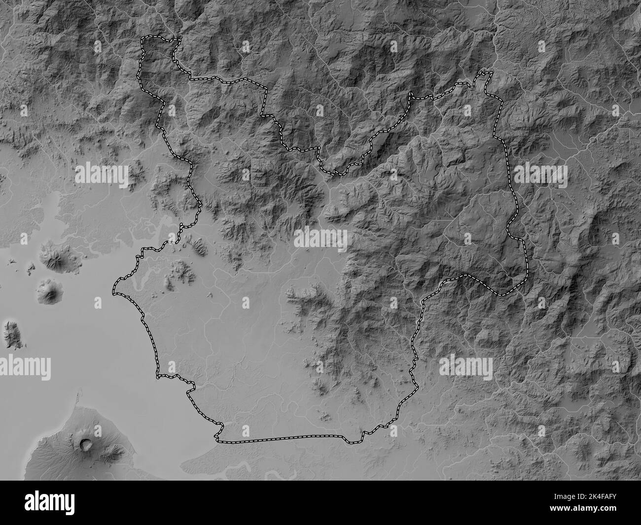 Choluteca, department of Honduras. Grayscale elevation map with lakes ...