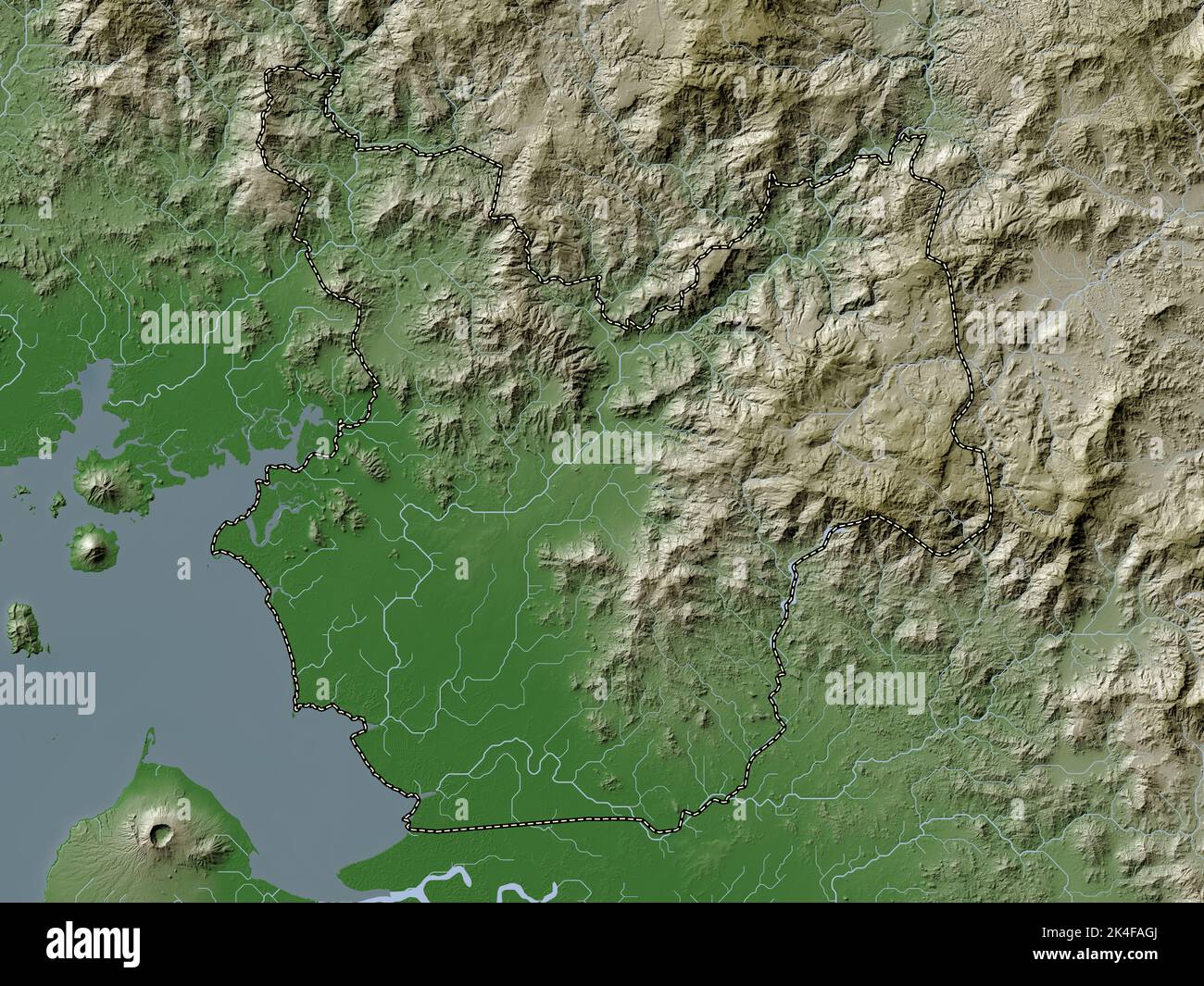 Choluteca, department of Honduras. Elevation map colored in wiki style with lakes and rivers ...
