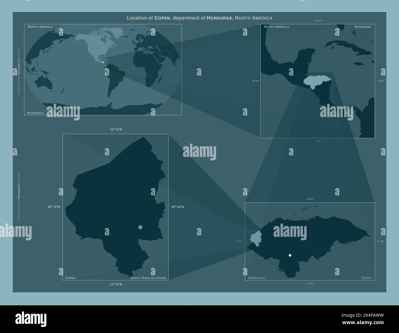 Copan, department of Honduras. Diagram showing the location of the ...