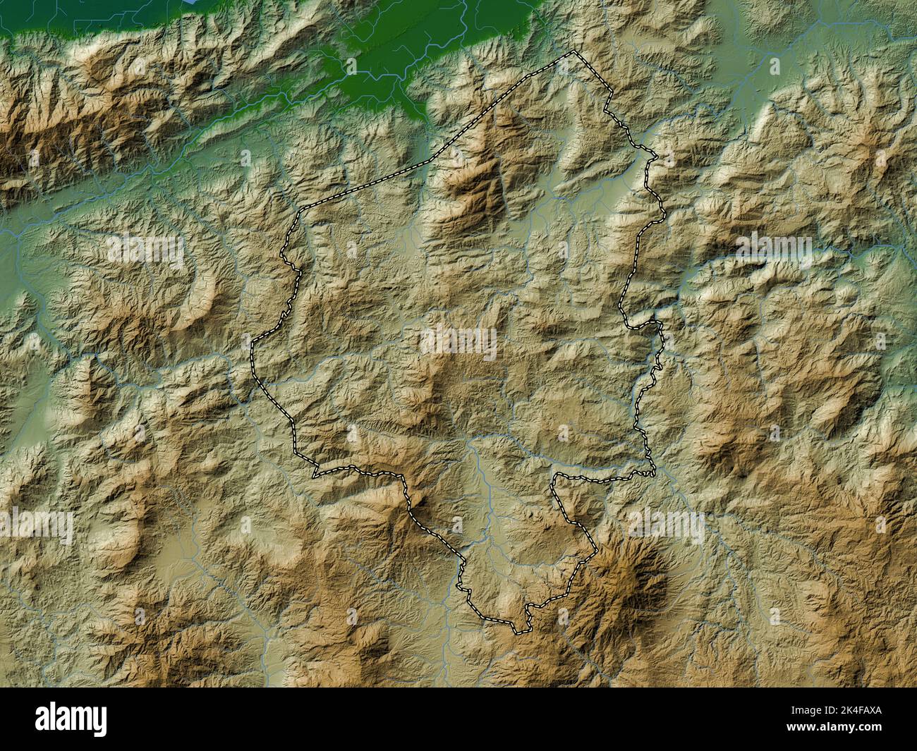 Copan, department of Honduras. Colored elevation map with lakes and ...