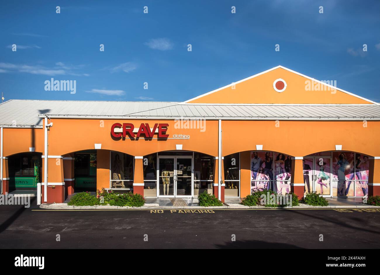 Grand Cayman, Cayman Islands, Aug 2022, view of Crave, a clothe shop at ...
