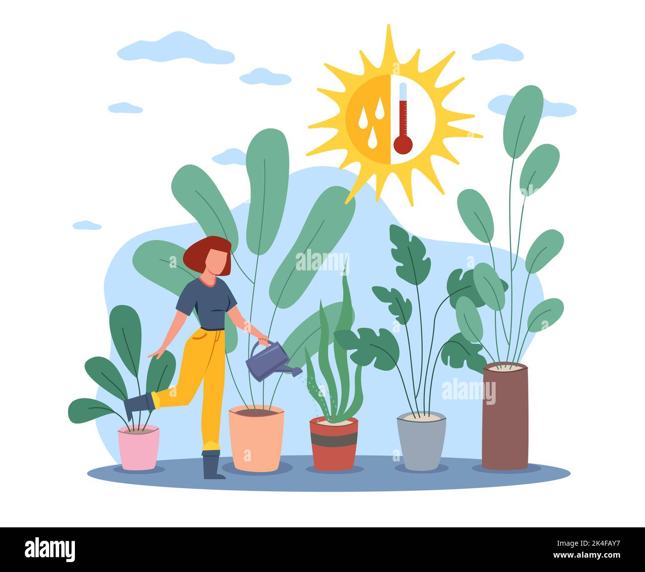 Growing caring plants, garden, humidity and temperature control. Woman ... Growing caring plants, garden, humidity and temperature control. Woman ...