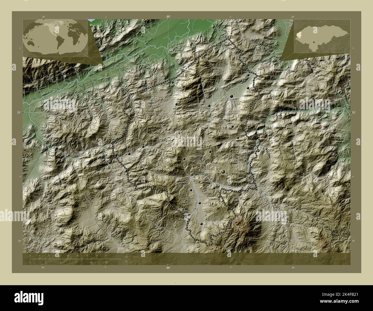 Copan, department of Honduras. Elevation map colored in wiki style with ...