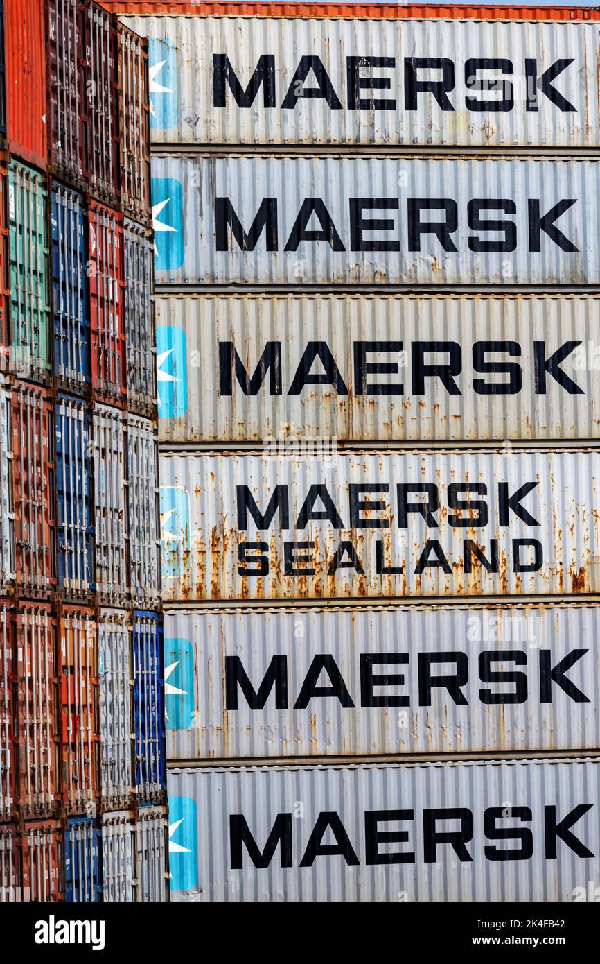 Maersk Sealand containers Port of Felixstowe Suffolk UK Stock Photo - Alamy