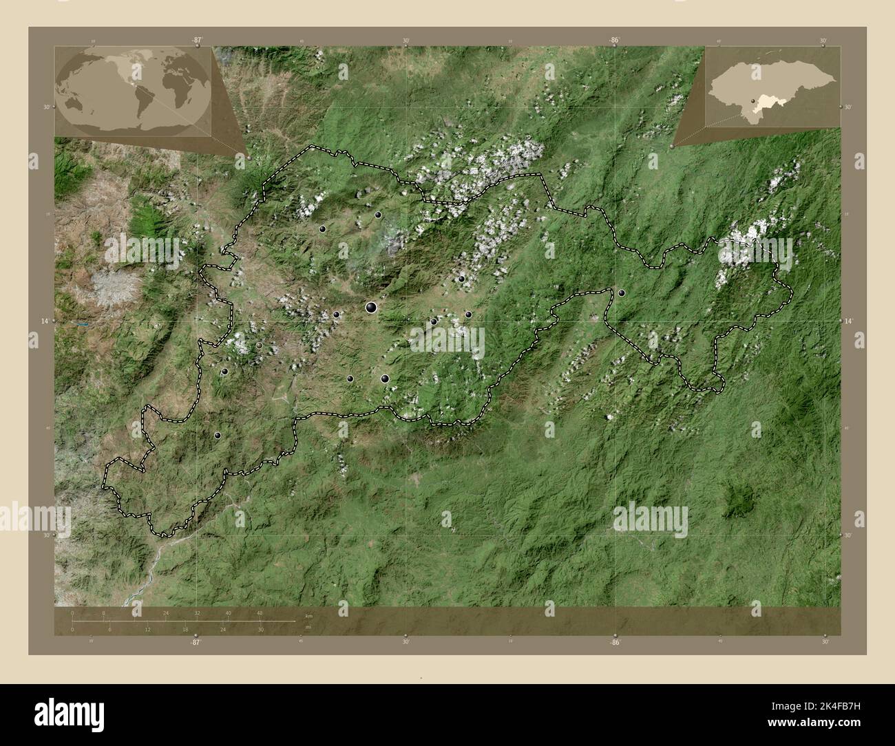 El Paraiso, department of Honduras. High resolution satellite map ...