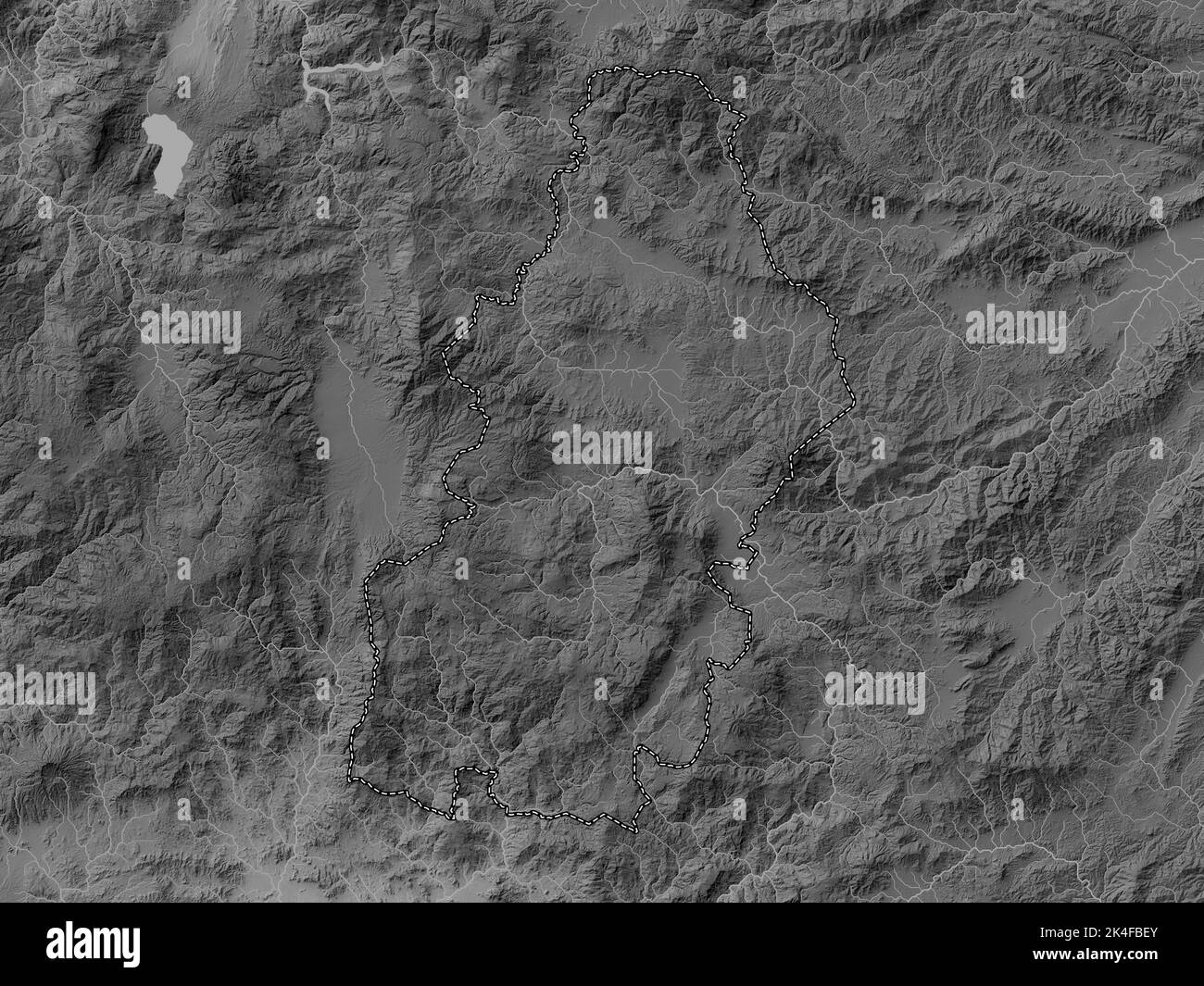 Francisco Morazan, department of Honduras. Grayscale elevation map with ...