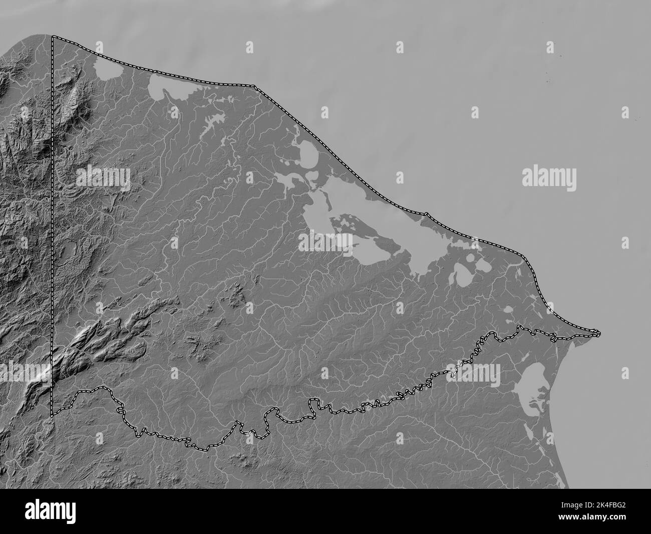 Gracias a Dios, department of Honduras. Bilevel elevation map with ...