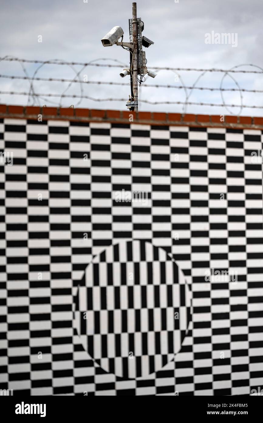 Cctv camera barbed wire fence hi-res stock photography and images - Alamy