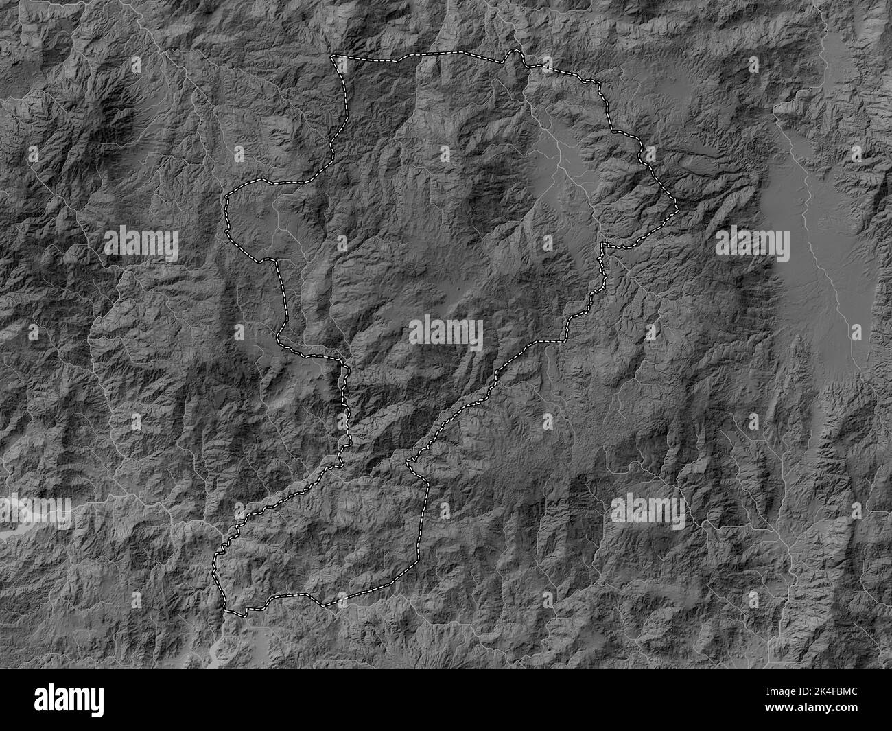 Intibuca, department of Honduras. Grayscale elevation map with lakes ...