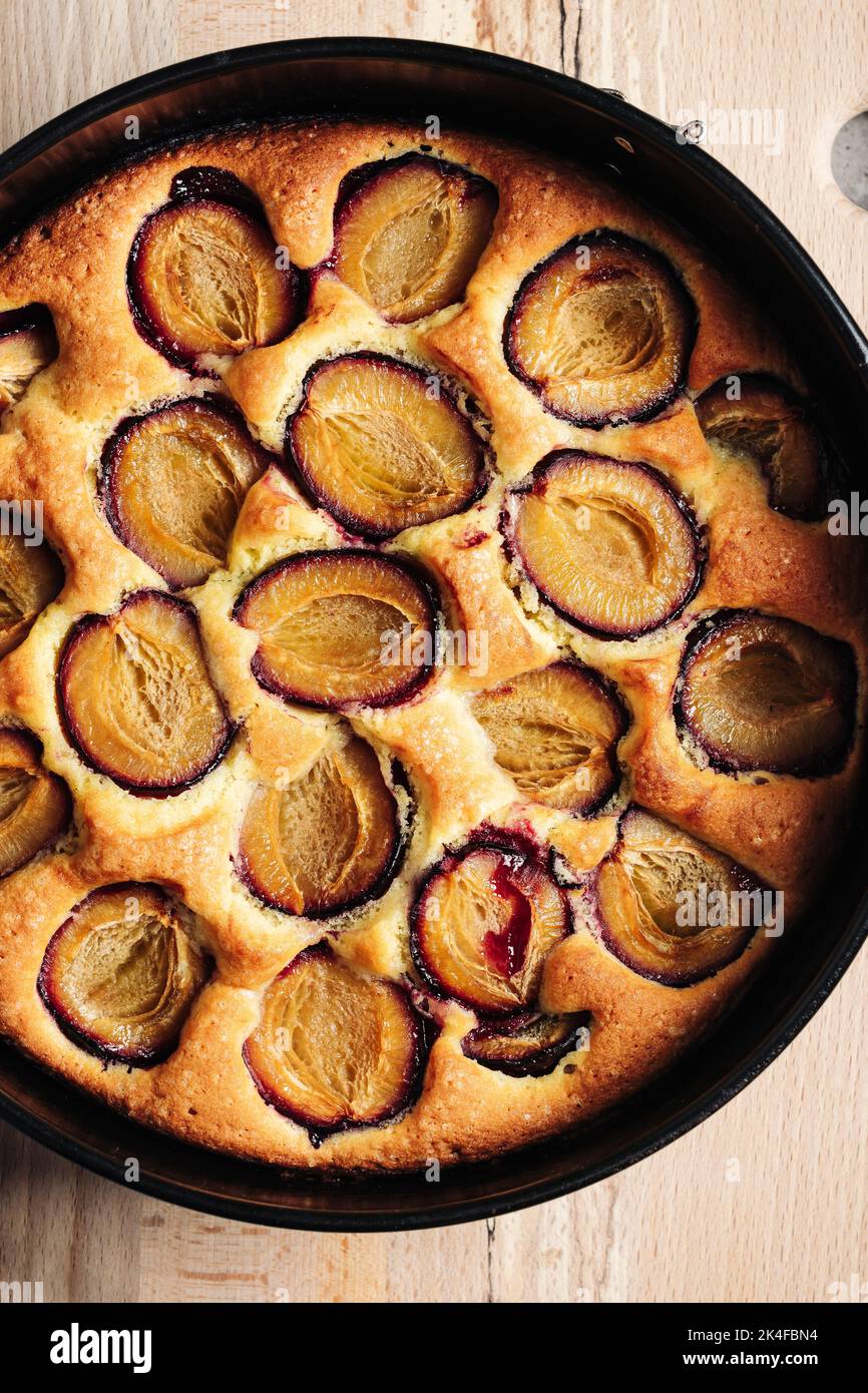 Homemade plum pie. Original Purple Plum Torte Stock Photo - Alamy