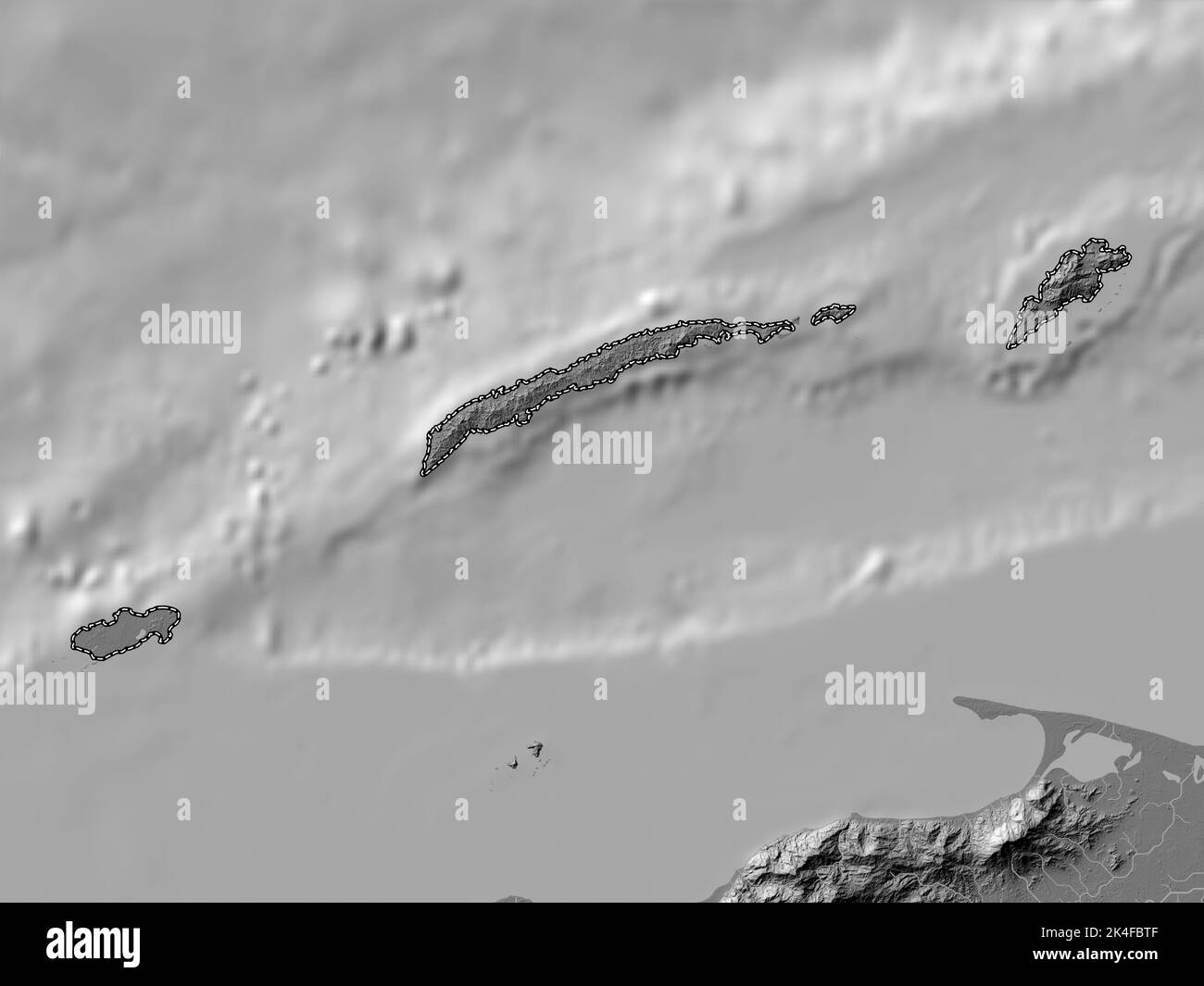 Islas de la Bahia, department of Honduras. Bilevel elevation map with ...