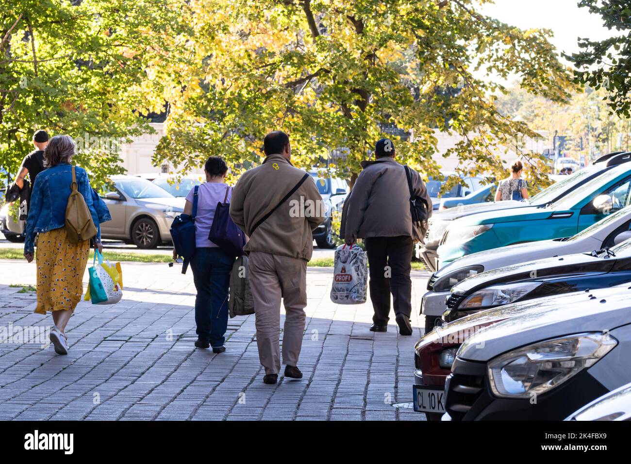 People and tourists walking in Bucharest Old Town, Romania, 2022 Stock ...