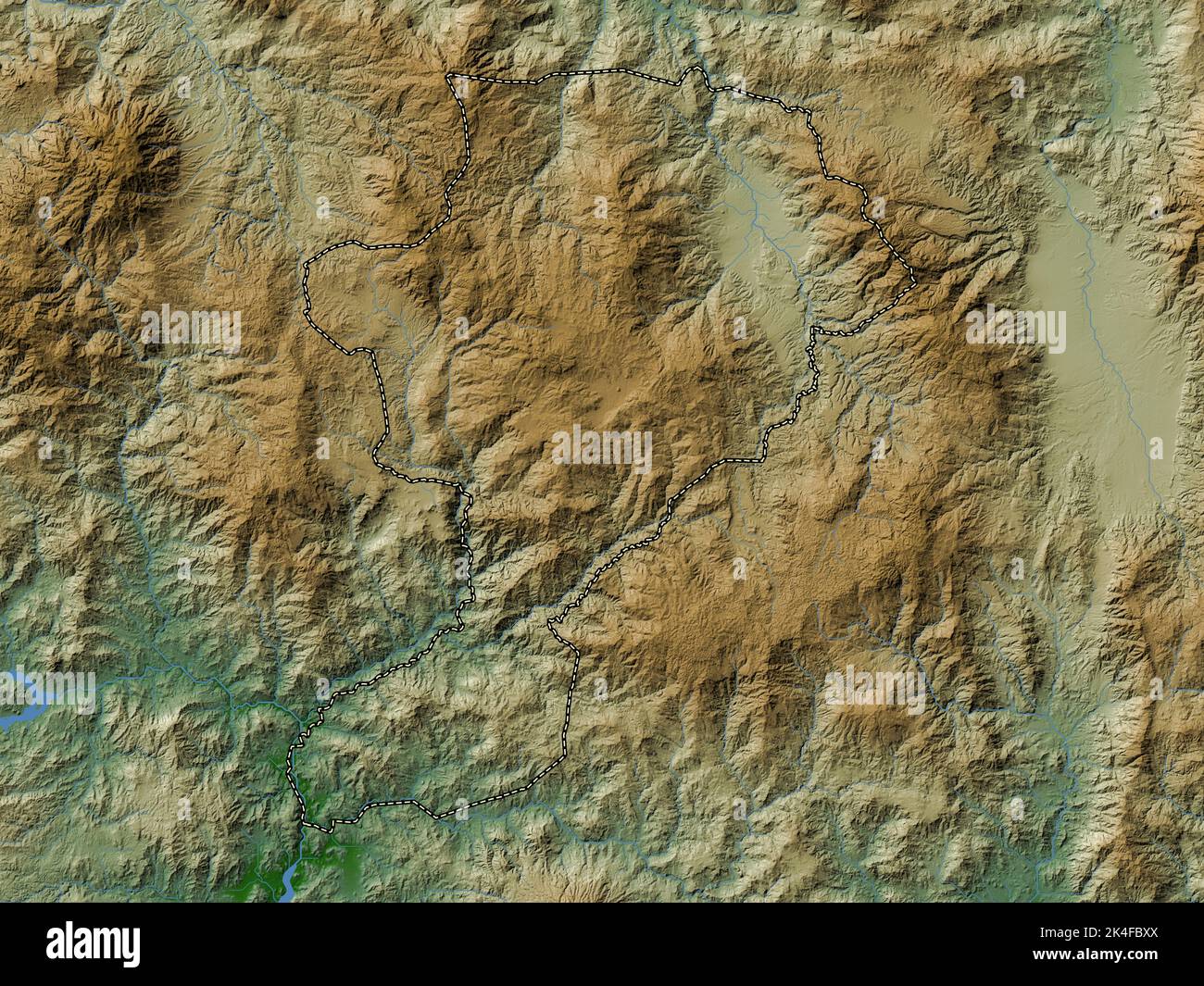 Intibuca, department of Honduras. Colored elevation map with lakes and ...