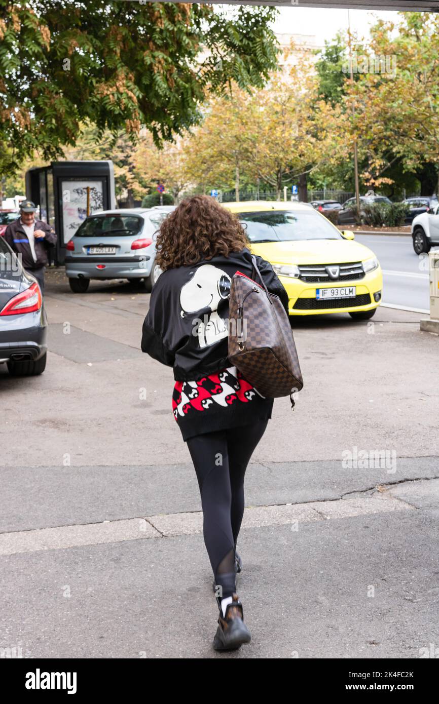 People and tourists walking in Bucharest Old Town, Romania, 2022 Stock ...