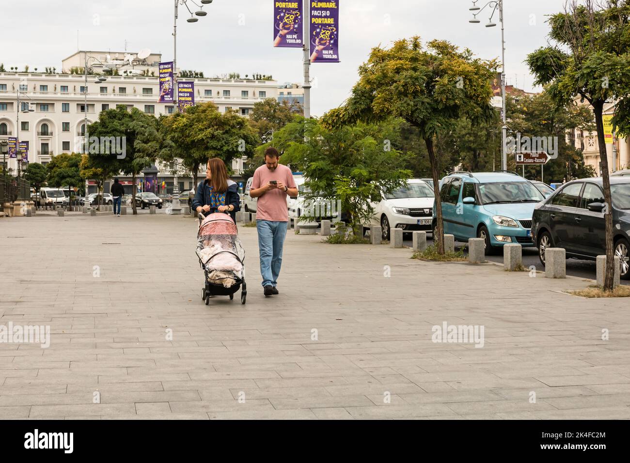 People and tourists walking in Bucharest Old Town, Romania, 2022 Stock ...