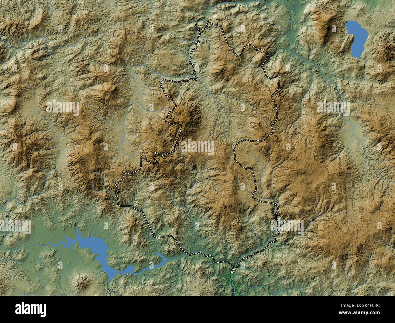 Lempira, department of Honduras. Colored elevation map with lakes and ...