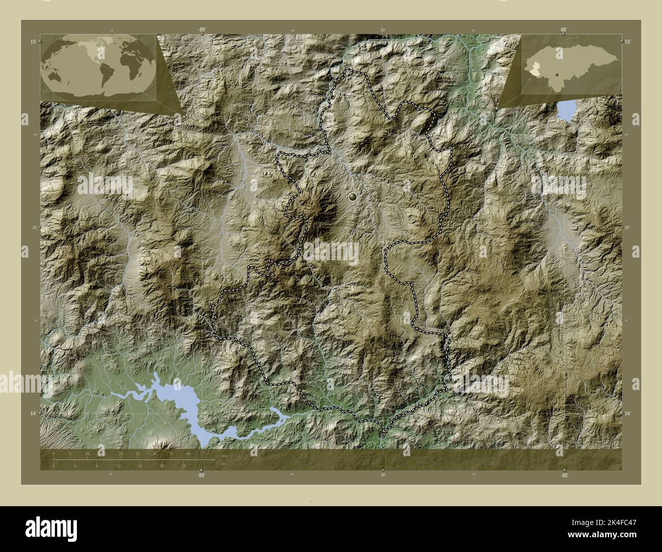 Lempira, department of Honduras. Elevation map colored in wiki style ...