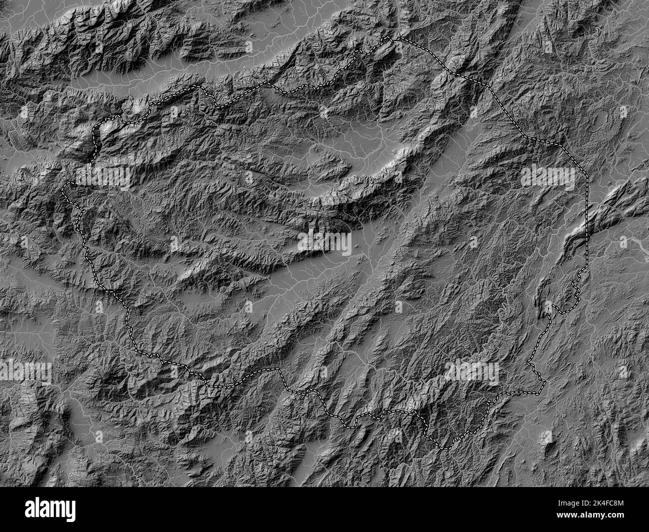 Olancho, department of Honduras. Bilevel elevation map with lakes and ...