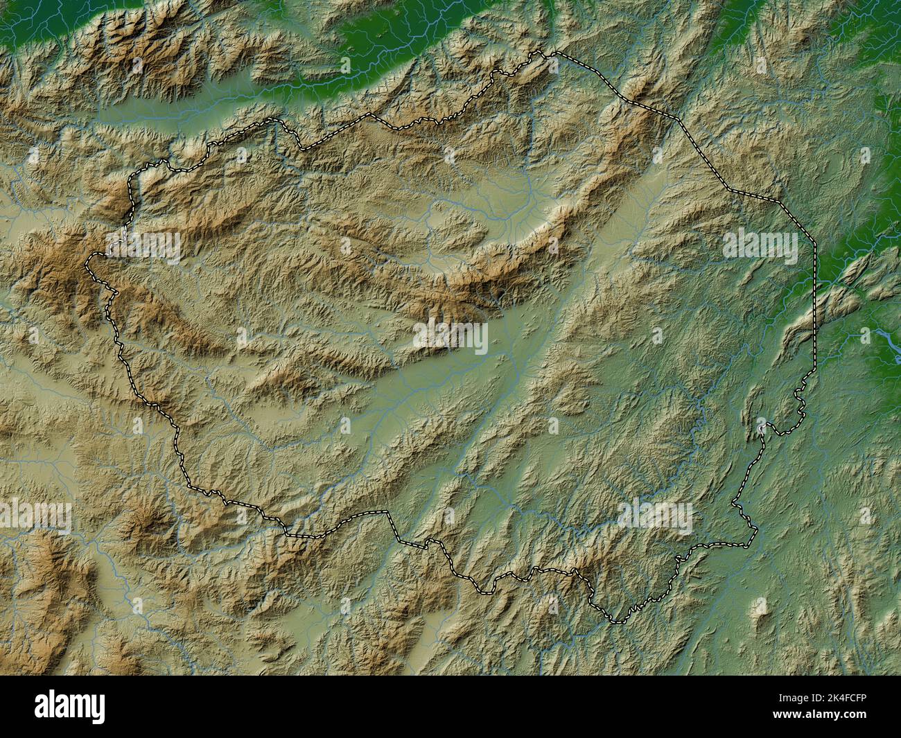 Olancho, department of Honduras. Colored elevation map with lakes and ...