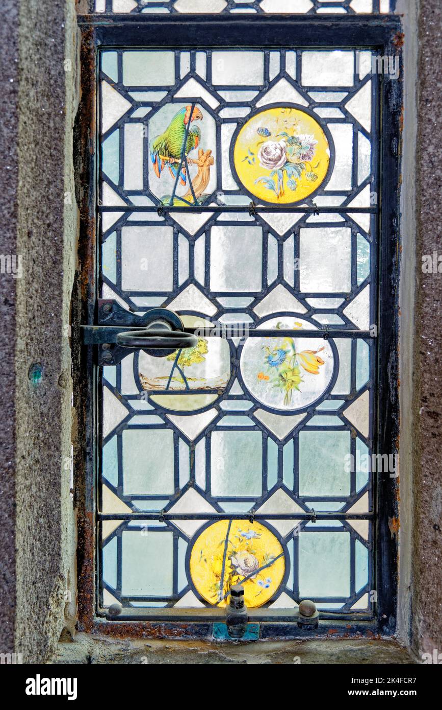 Stained glass window inside Castle of St Michael Mount - the Cornish ...