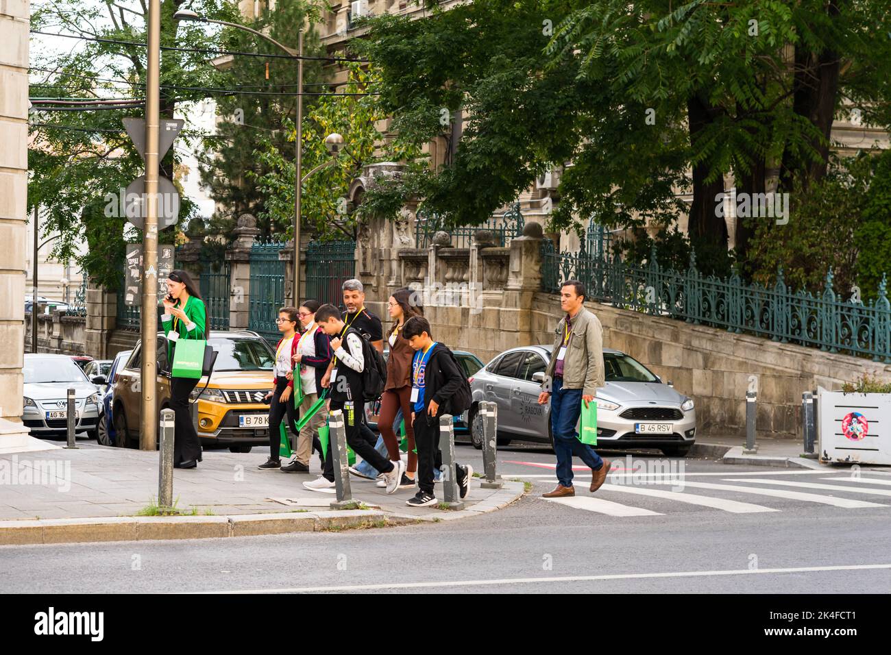 People and tourists walking in Bucharest Old Town, Romania, 2022 Stock ...