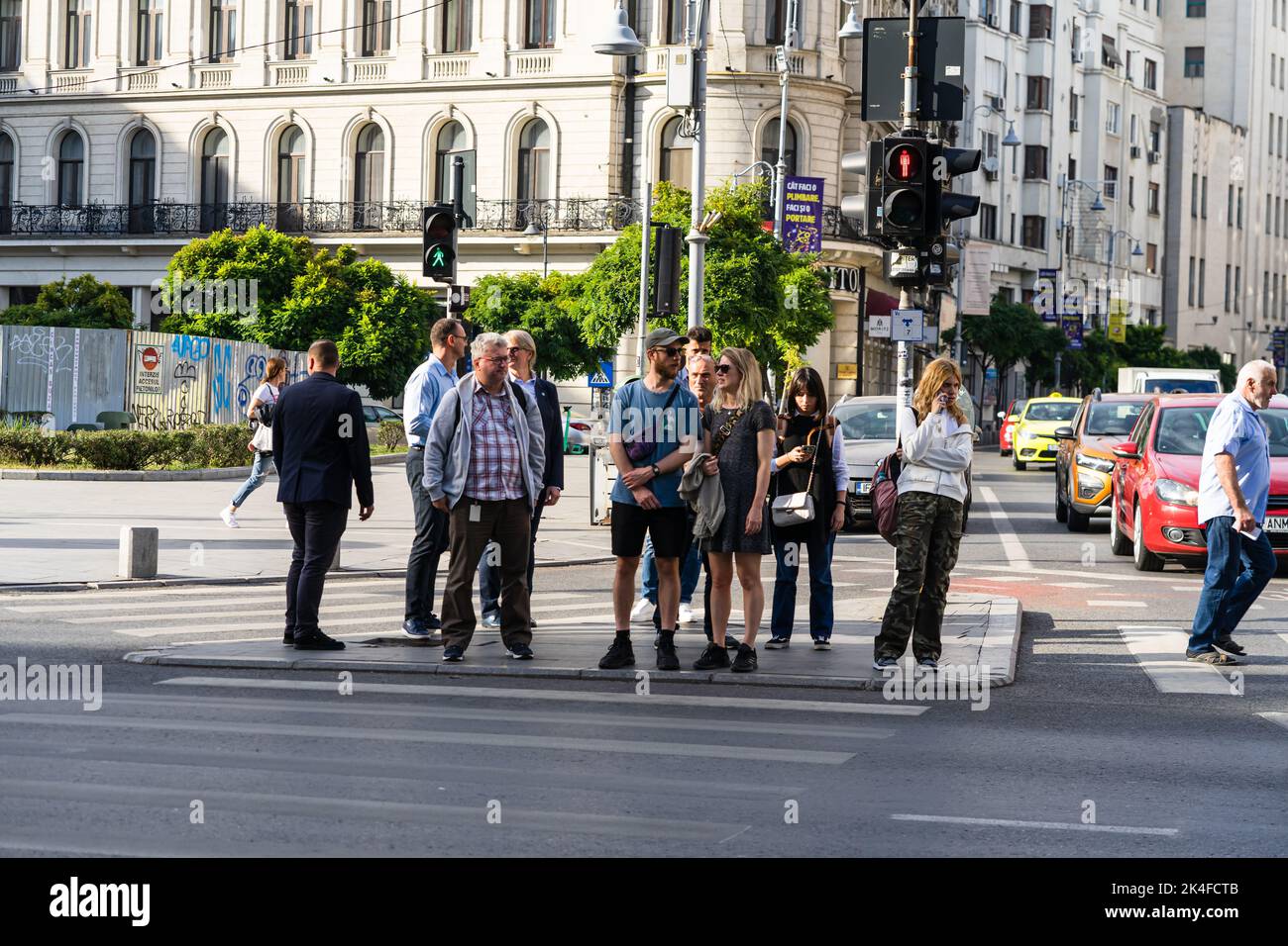 People and tourists walking in Bucharest Old Town, Romania, 2022 Stock ...