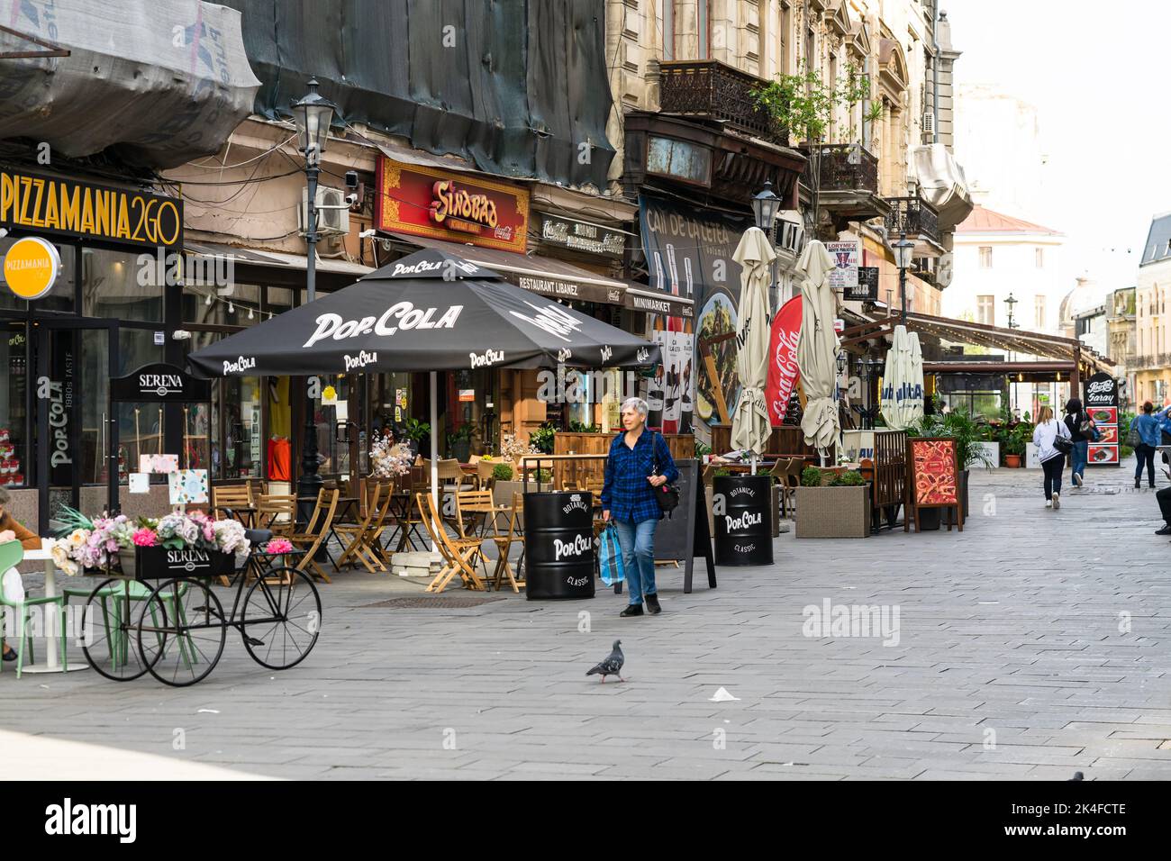 People and tourists walking in Bucharest Old Town, Romania, 2022 Stock ...