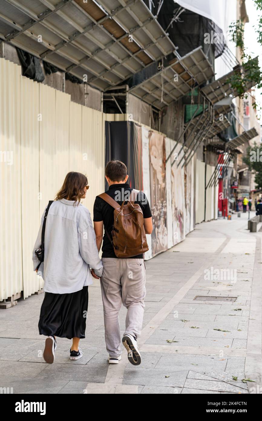 People and tourists walking in Bucharest Old Town, Romania, 2022 Stock ...