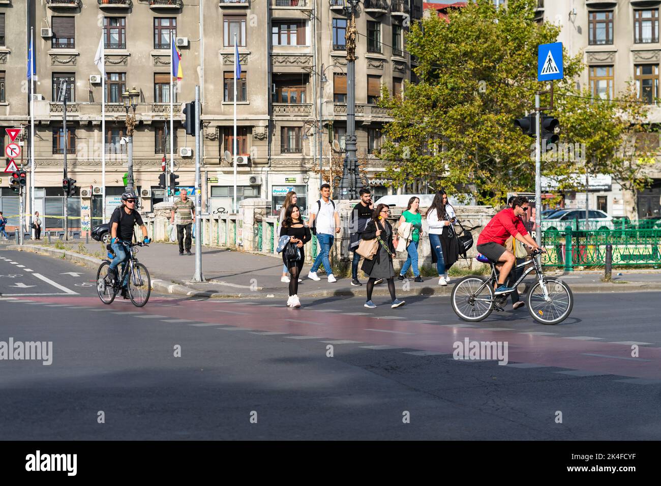People and tourists walking in Bucharest Old Town, Romania, 2022 Stock ...