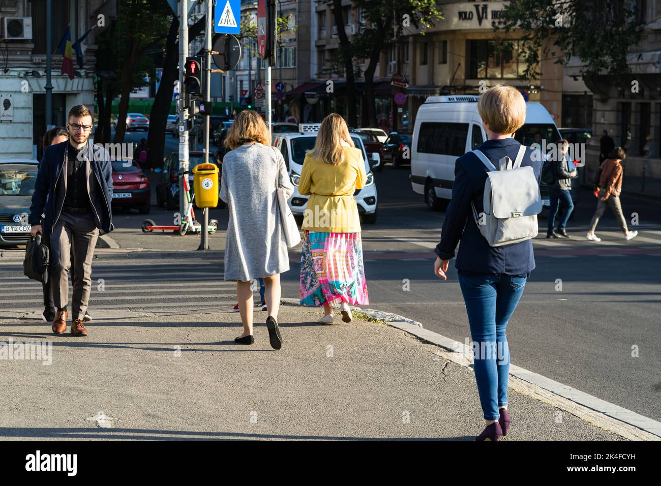 People and tourists walking in Bucharest Old Town, Romania, 2022 Stock ...