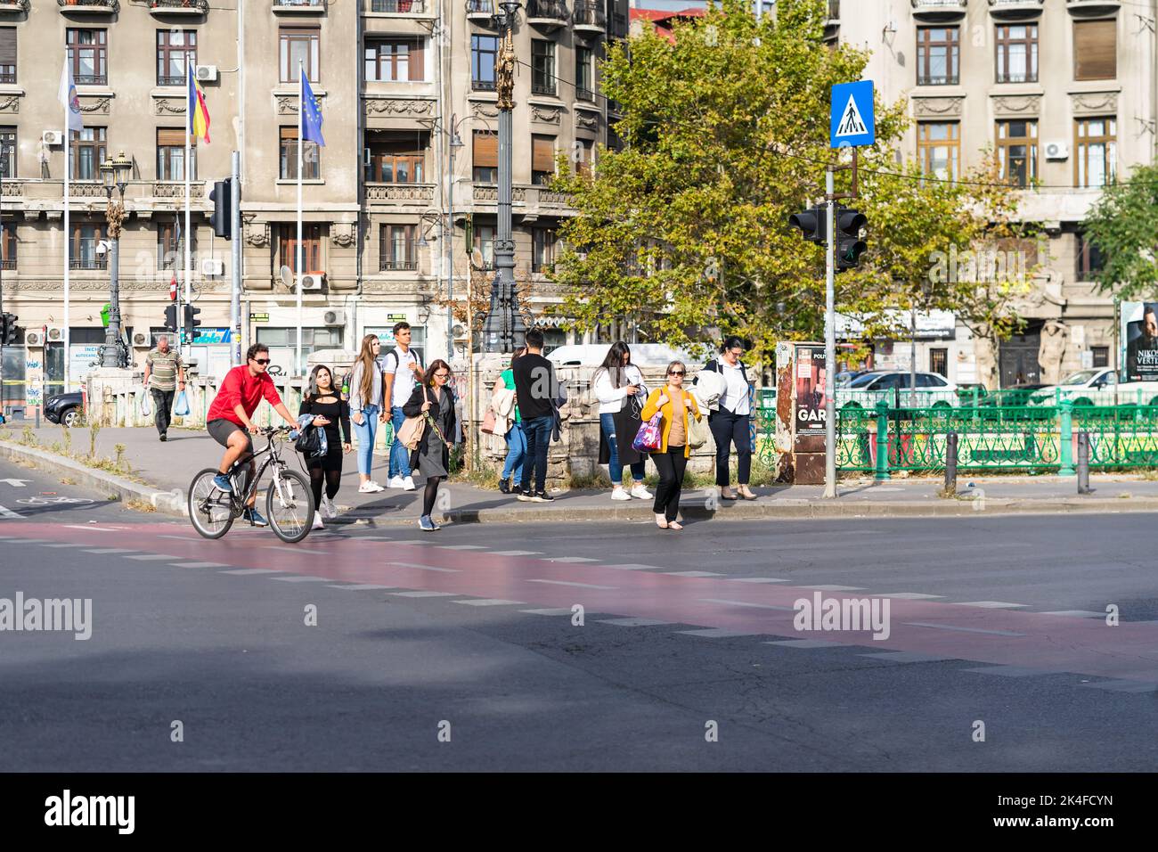 People and tourists walking in Bucharest Old Town, Romania, 2022 Stock ...