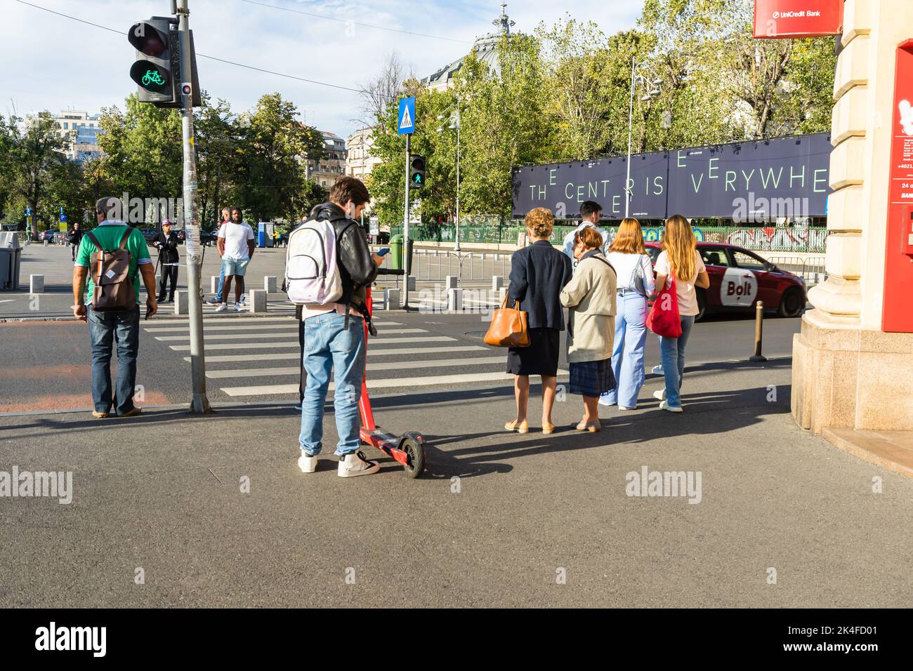 People and tourists walking in Bucharest Old Town, Romania, 2022 Stock ...