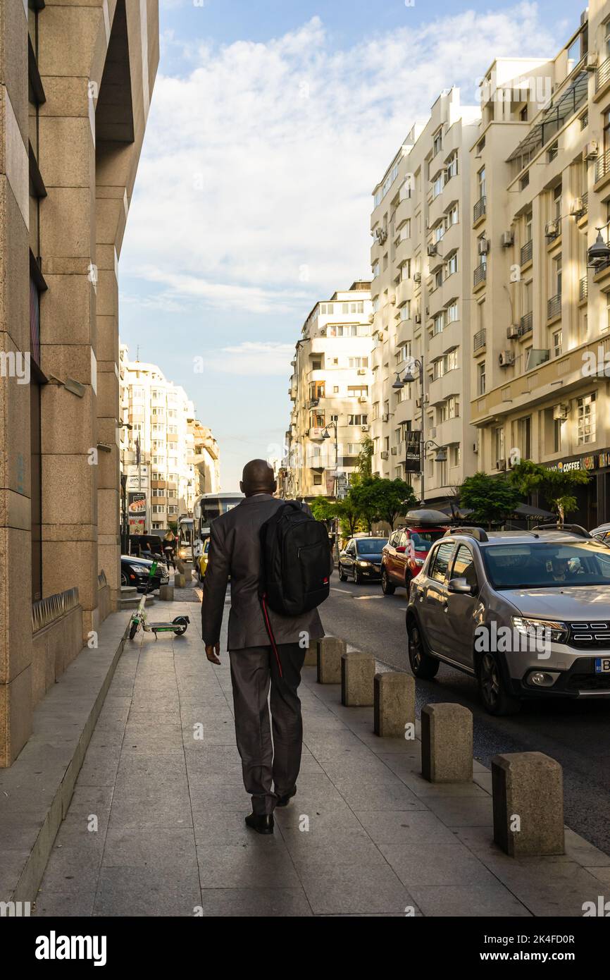 People and tourists walking in Bucharest Old Town, Romania, 2022 Stock ...