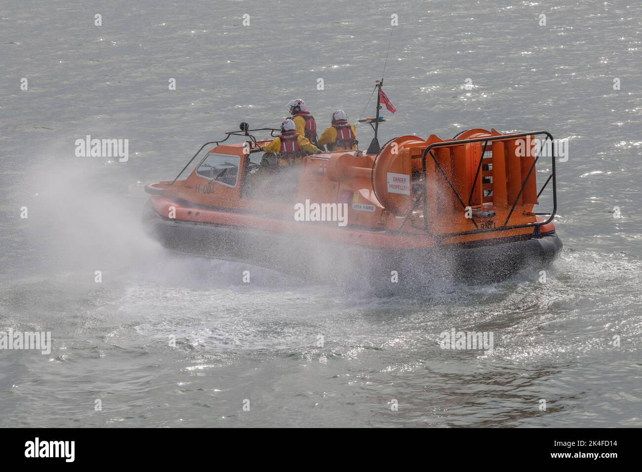 RNLI inshore rescue hovercraft, Vera Ravine, in the water near Southend ...