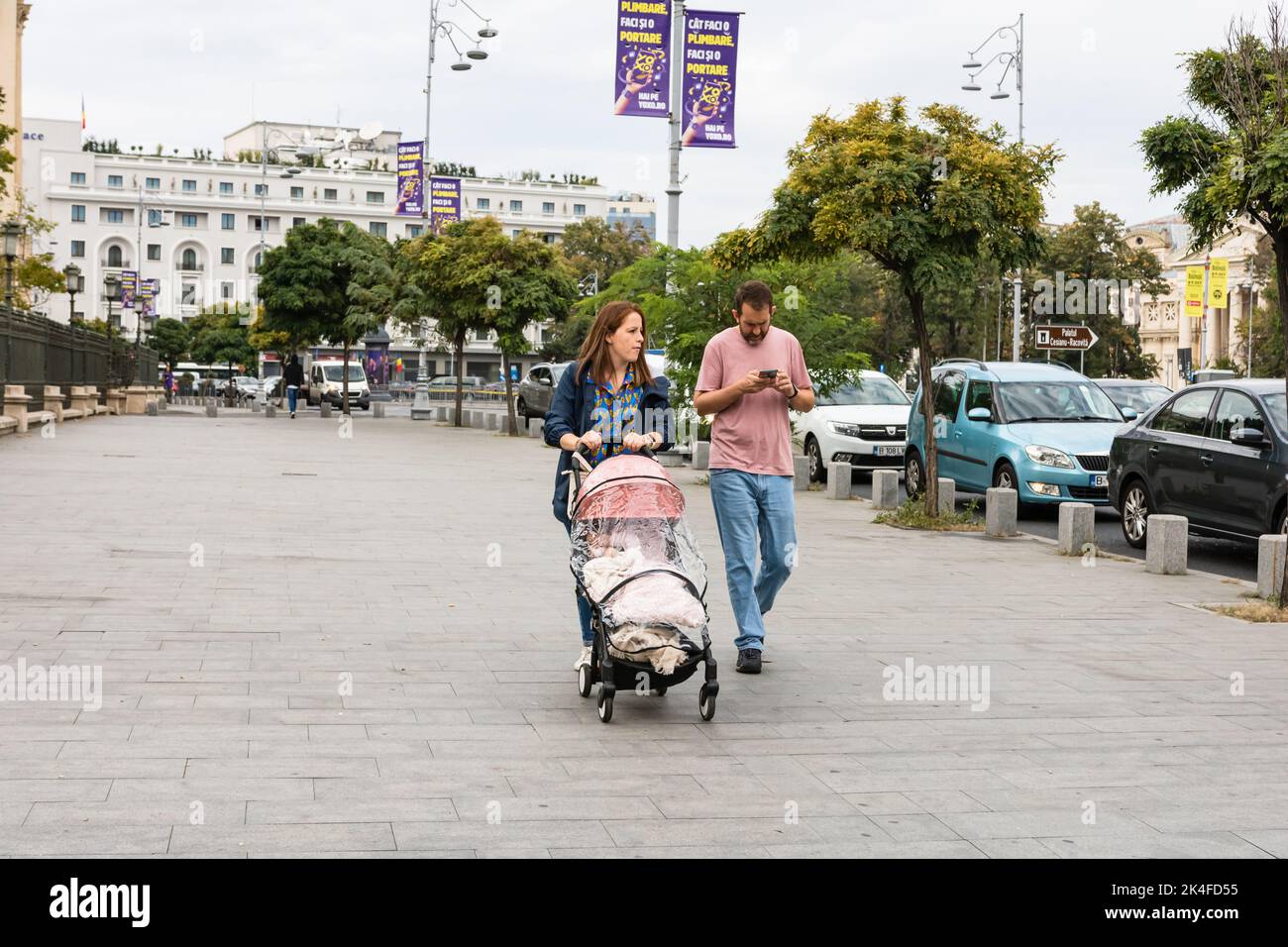 People and tourists walking in Bucharest Old Town, Romania, 2022 Stock ...