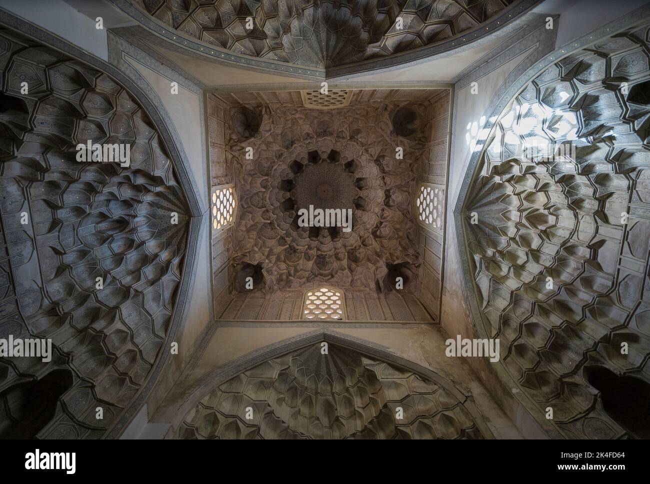 Intricate ceiling vaults inside Bukhara Ark castle fortress Stock Photo ...