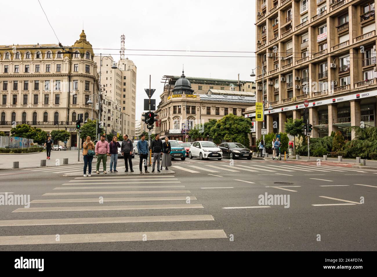 People and tourists walking in Bucharest Old Town, Romania, 2022 Stock ...