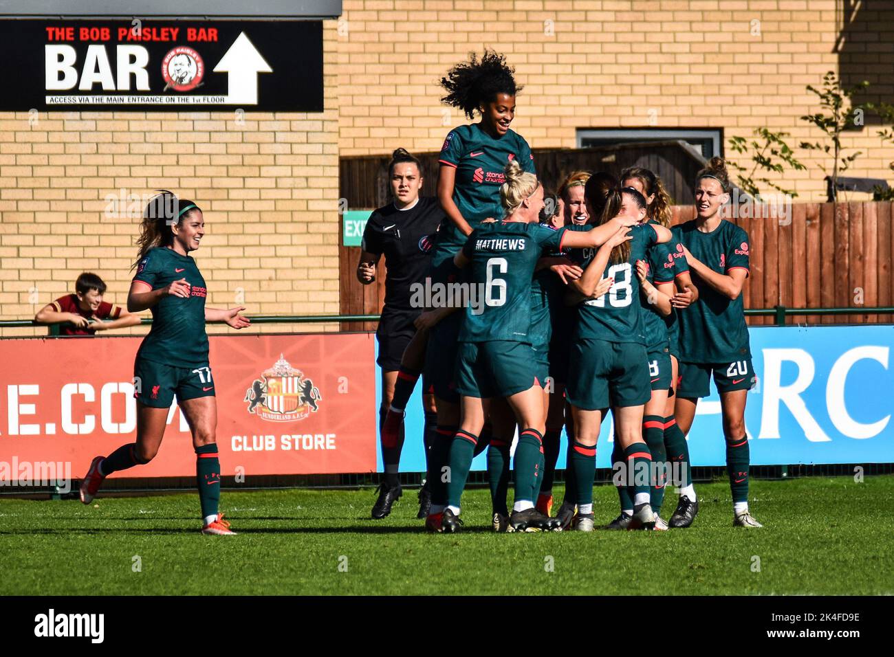 Liverpool Women celebrate Megan Campbell's (#28) winning goal against ...