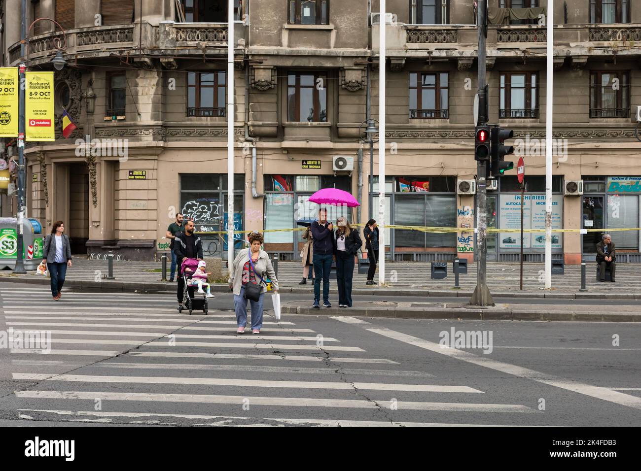 People and tourists walking in Bucharest Old Town, Romania, 2022 Stock ...