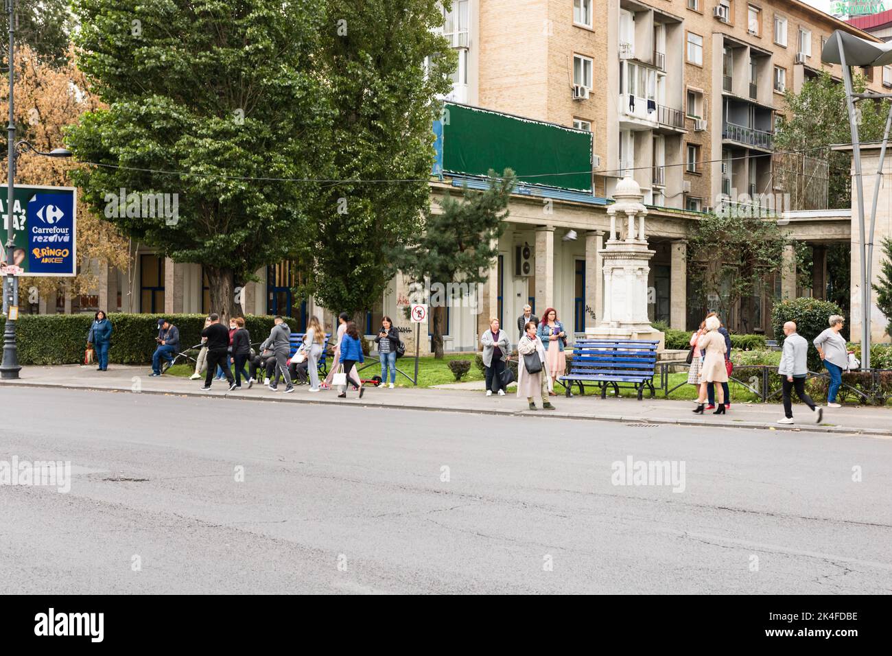 People and tourists walking in Bucharest Old Town, Romania, 2022 Stock ...