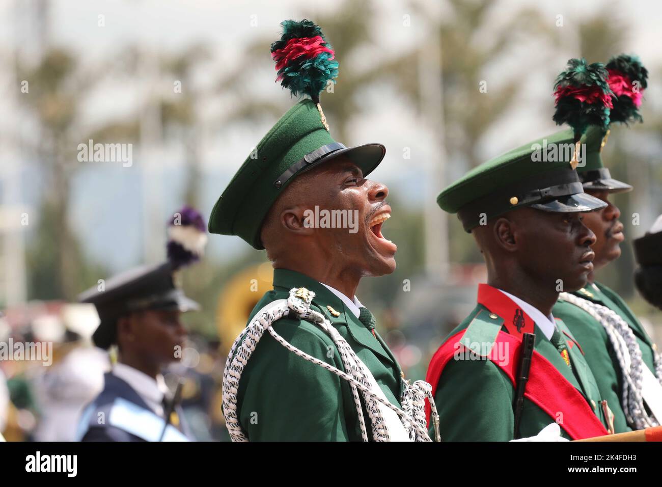Abuja, Nigeria. October 1st 2022. Nigerian soldiers perform during the ...